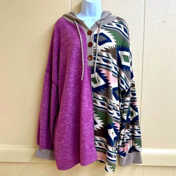 Tops | 6 Plus Size Aztec Print Hoodie | Poshmark
